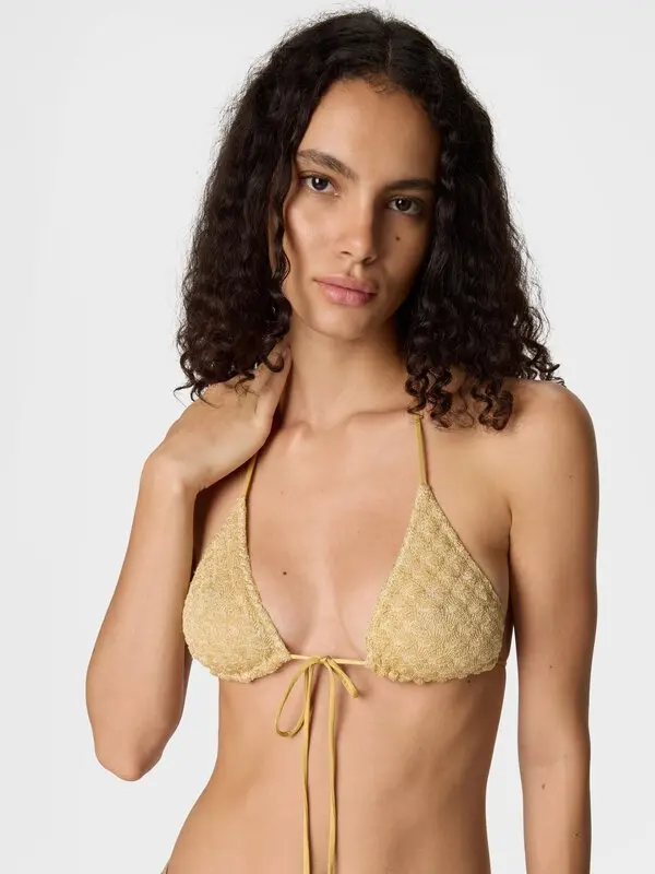 Missoni Triangle Bikini In Lamé Viscose With Raschel Workmanship - Gold
