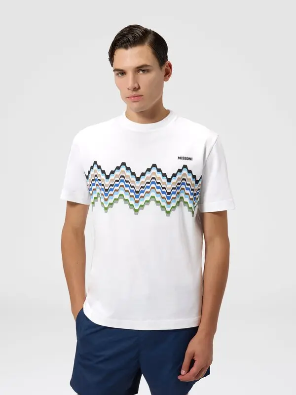 Missoni Cotton Crewneck T-shirt With Logo Lettering