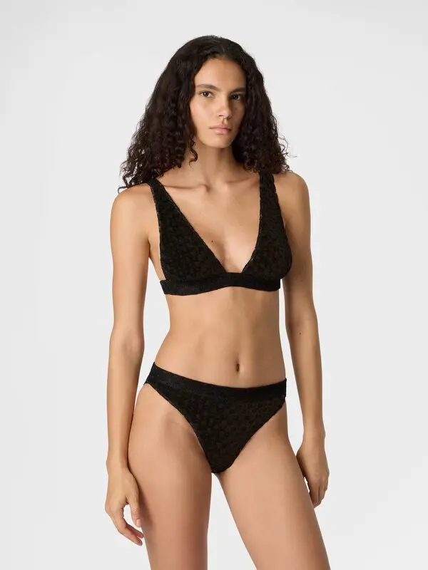 Missoni Bralette Bikini In Lamé Viscose With Raschel Workmanship - Black