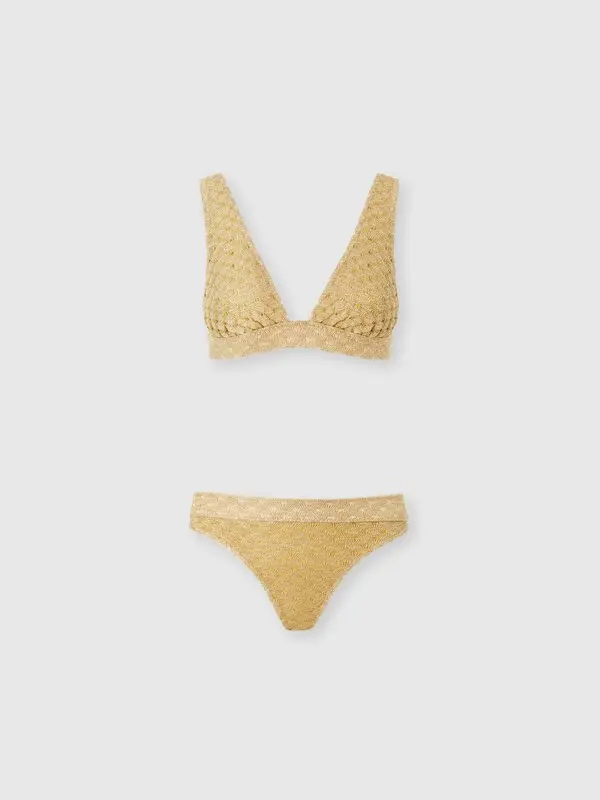Missoni Bralette Bikini In Lamé Viscose With Raschel Workmanship - Gold