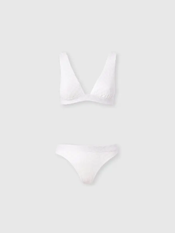 Missoni Bralette Bikini In Lamé Viscose With Raschel Workmanship - White