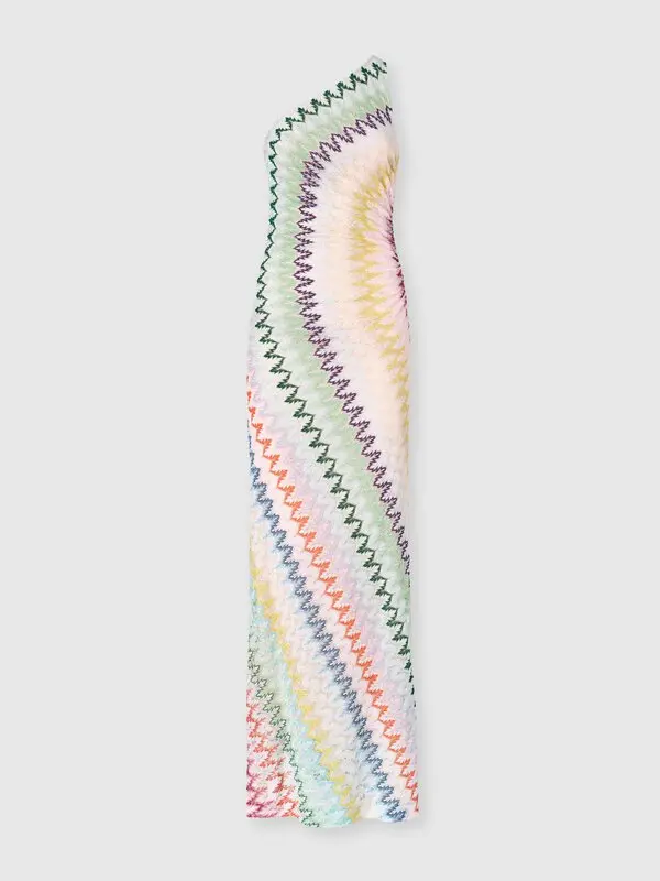 Missoni One-shoulder Chevron Lamé Viscose Maxi Dress - Multicoloured