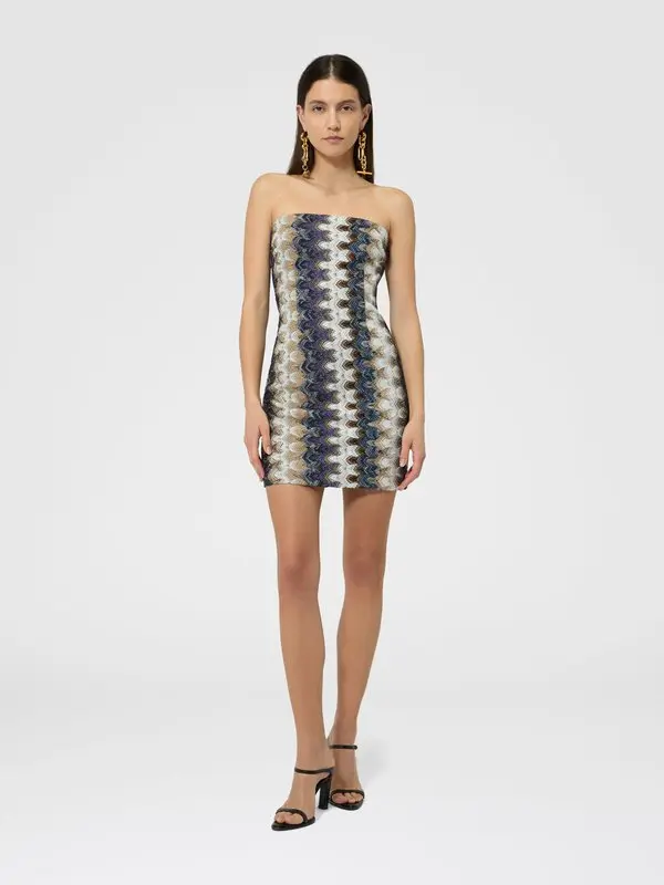 Missoni Bustier Mini Dress In Lamé Viscose With Lace Motif - Multicoloured