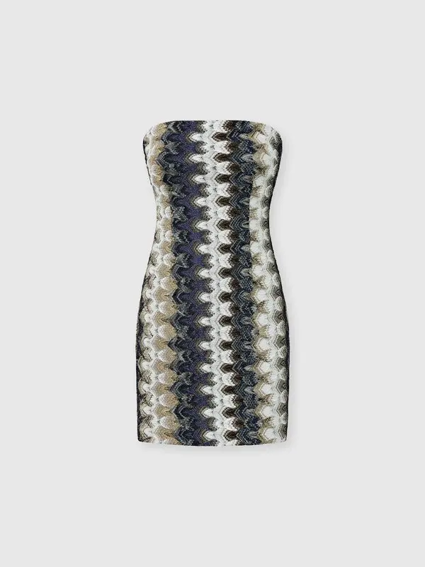 Missoni Bustier Mini Dress In Lamé Viscose With Lace Motif - Multicoloured