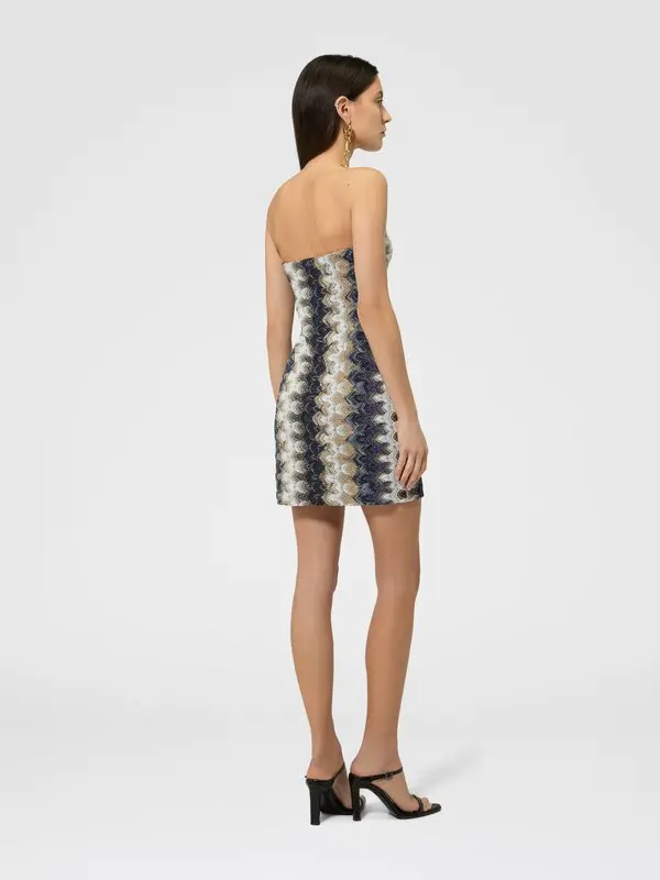 Missoni Bustier Mini Dress In Lamé Viscose With Lace Motif - Multicoloured