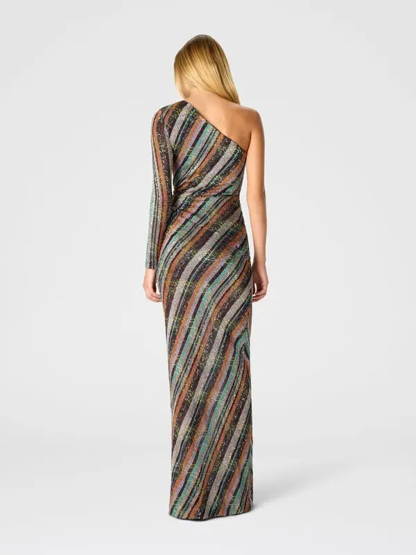 Missoni Shoulder Dress In An Irregular Zigzag Knit With Sequins