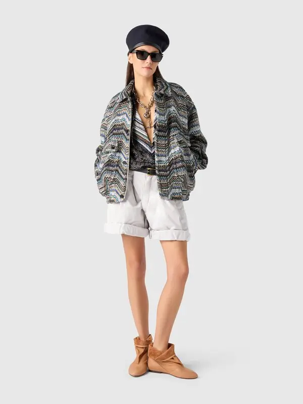 Missoni Oversized Jacket In Wool Blend Zig Zag