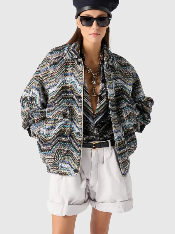 Missoni Oversized Jacket In Wool Blend Zig Zag
