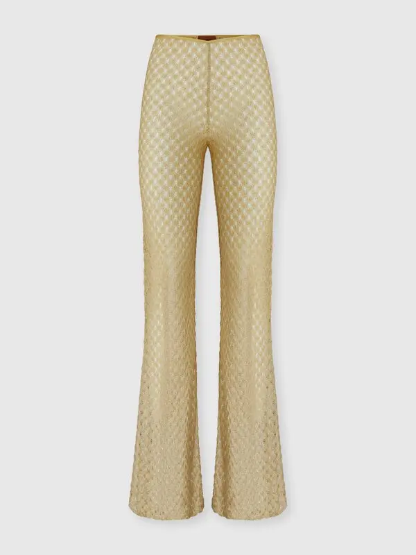 Missoni Flared Lamé Viscose Trousers With Raschel Workmanship - Gold