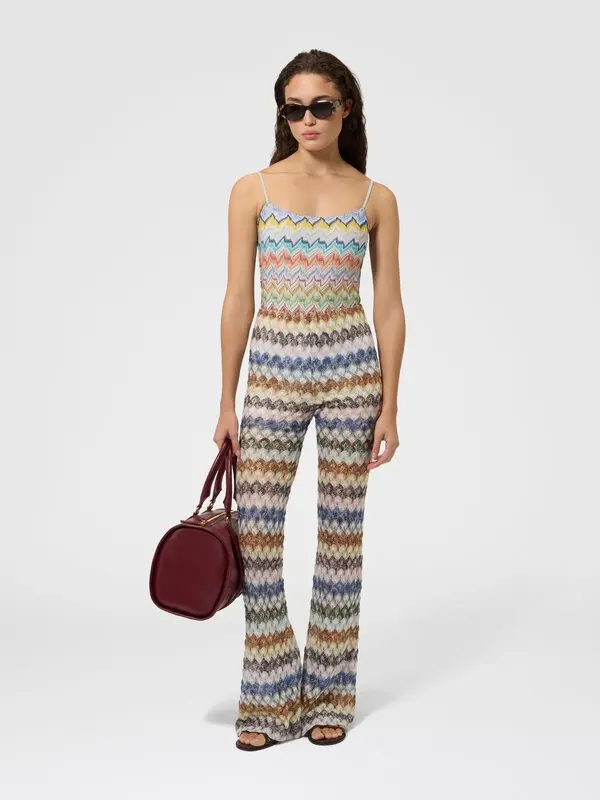 Missoni Flare Viscose Lamé Trousers With Lace Motif