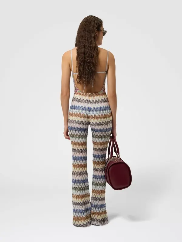 Missoni Flare Viscose Lamé Trousers With Lace Motif