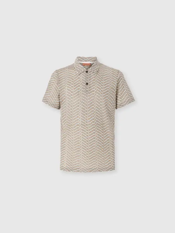 Missoni Viscose And Cotton Polo Shirt With Greek Key Motif - Multicoloured