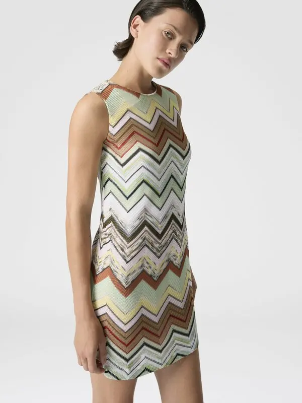 Missoni Sleeveless Chevron Viscose And Cotton Mini Dress