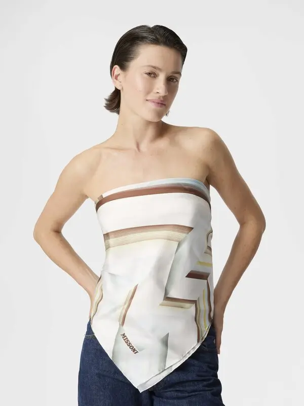 Missoni Pure Silk Foulard With Print And Logo Lettering