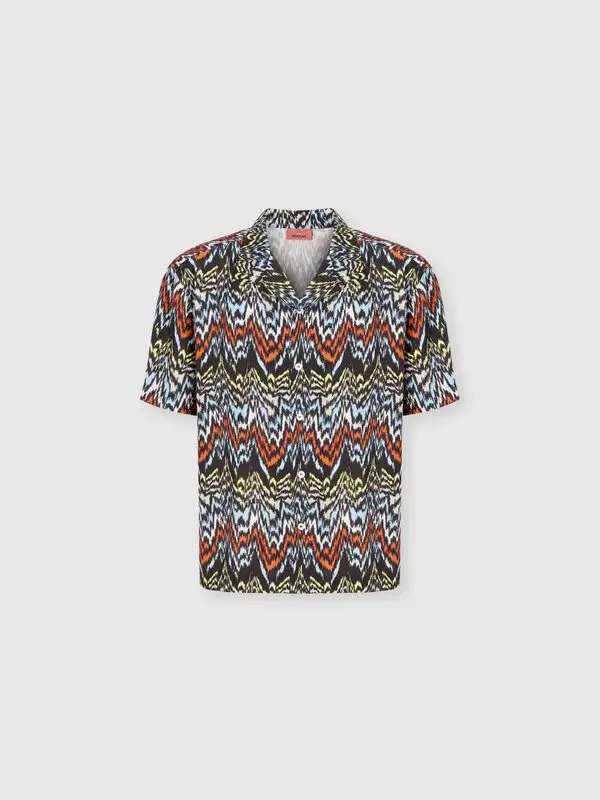 Missoni Bowling Shirt In Viscose With Abstract Zigzag Print