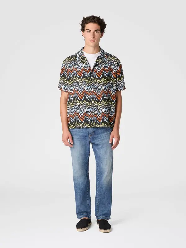 Missoni Bowling Shirt In Viscose With Abstract Zigzag Print