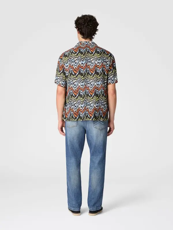 Missoni Bowling Shirt In Viscose With Abstract Zigzag Print