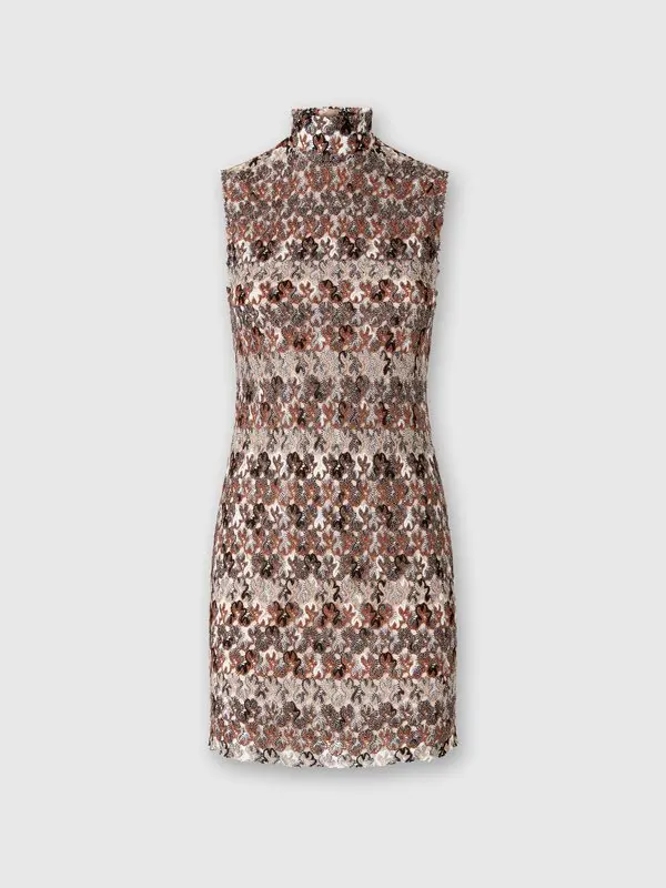 Missoni Neck Mini Dress In Embroidered Lace