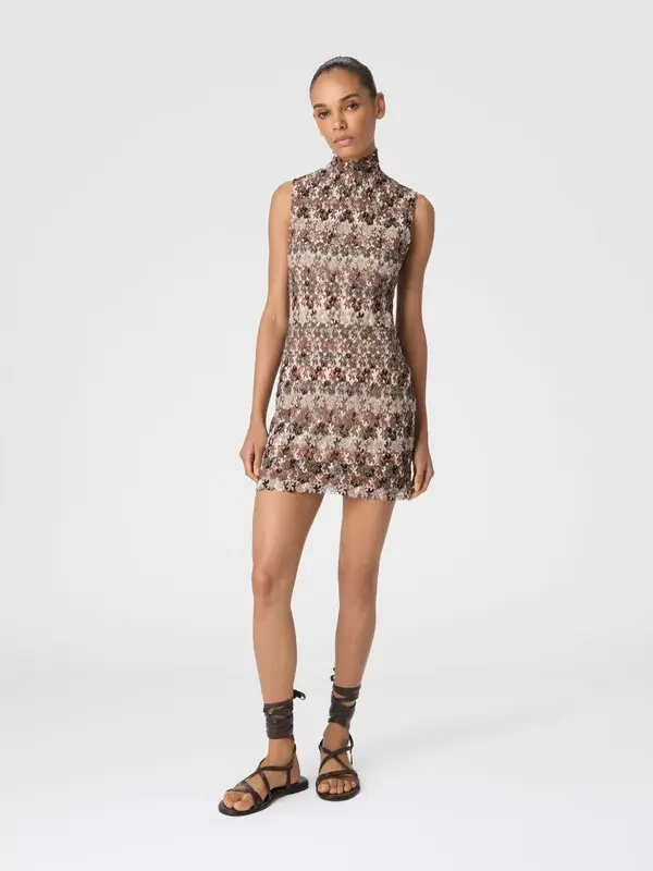 Missoni Neck Mini Dress In Embroidered Lace