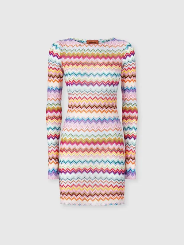 Missoni Viscose Lamé Mini Dress With Pixelated Zigzag Motif