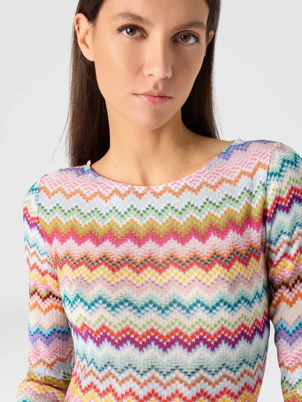 Missoni Viscose Lamé Mini Dress With Pixelated Zigzag Motif