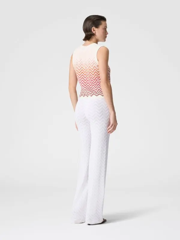 Missoni Leg Stretch Chevron Cotton And Viscose Trousers - White