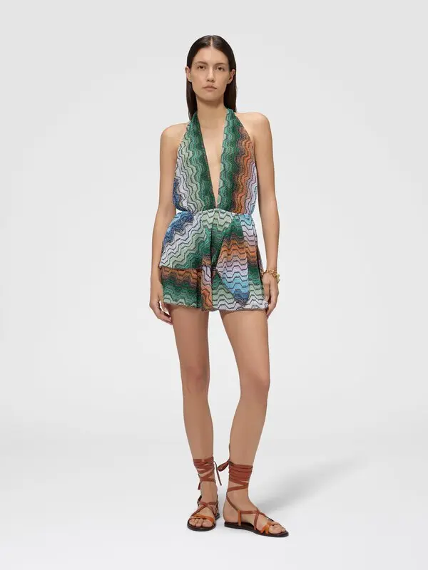 Missoni Short Cover-up With Greek Motif And Open Back