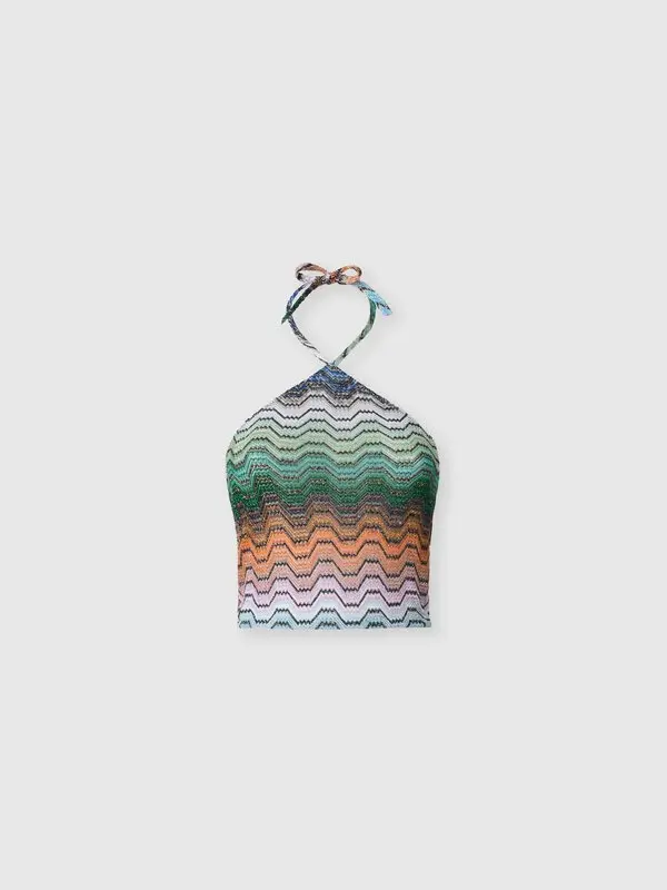 Missoni Halterneck Cropped Top In Viscose Lam - Multicoloured