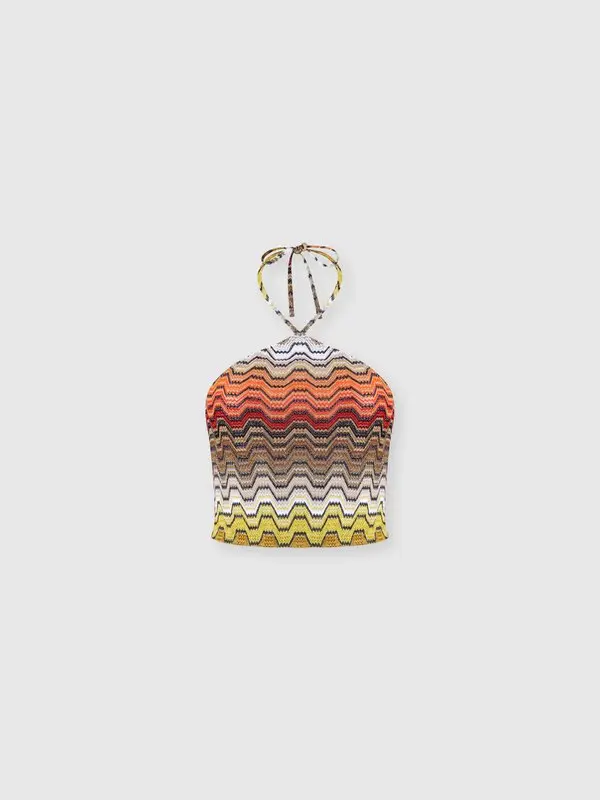 Missoni Halterneck Cropped Top In Viscose Lam - Multicoloured