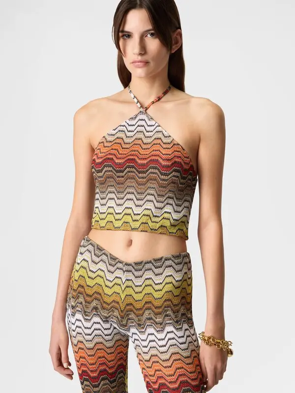 Missoni Halterneck Cropped Top In Viscose Lam - Multicoloured
