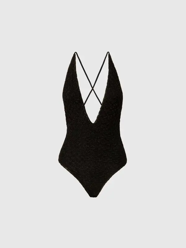 Missoni Lamé Viscose One-piece Swimsuit With Raschel Workmanship - Black