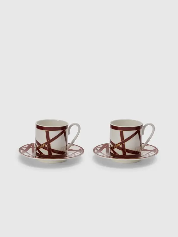 Missoni Nastri Set Of 2 Coffee Cups & Saucers - Bordeaux