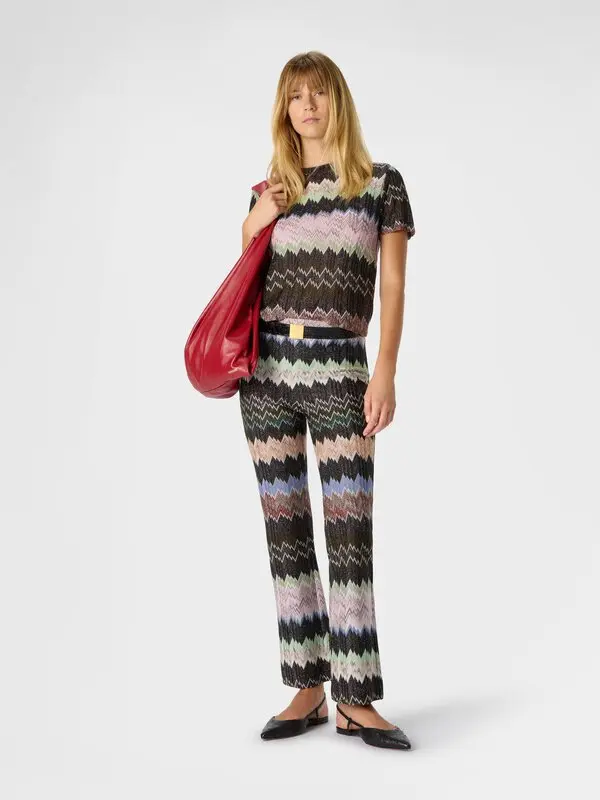 Missoni Pattern Viscose Lamé Cropped Trousers