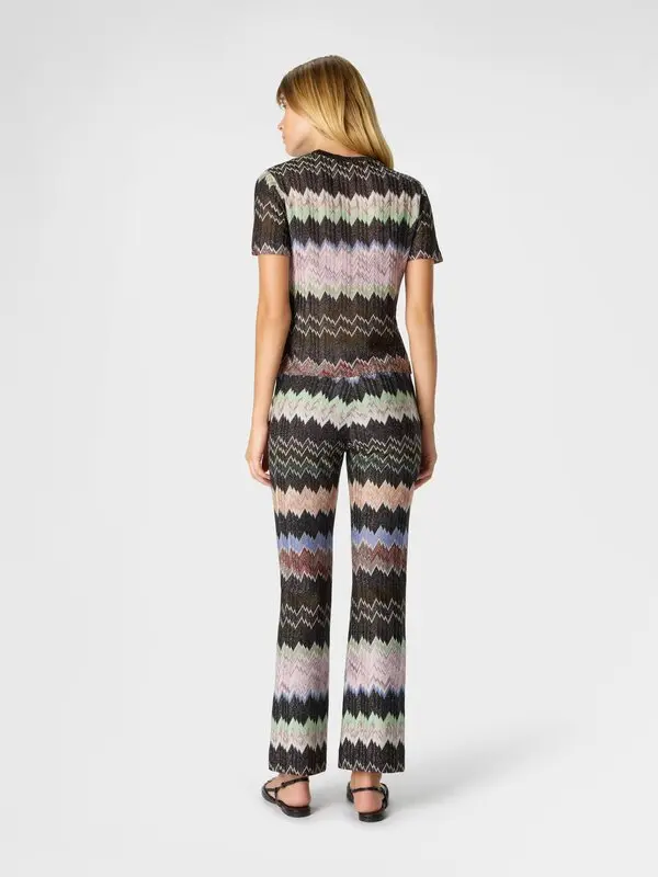 Missoni Pattern Viscose Lamé Cropped Trousers