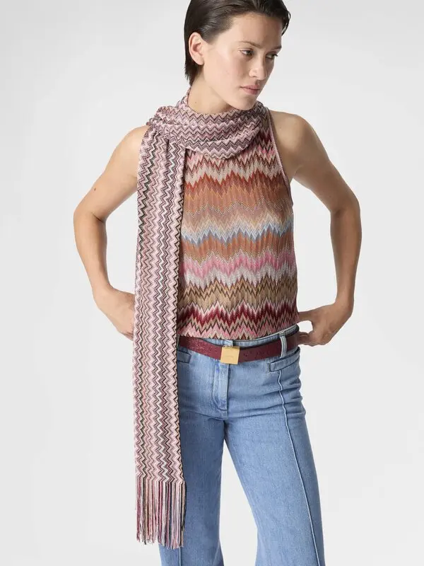 Missoni Viscose And Cotton Zigzag Scarf With Fringes