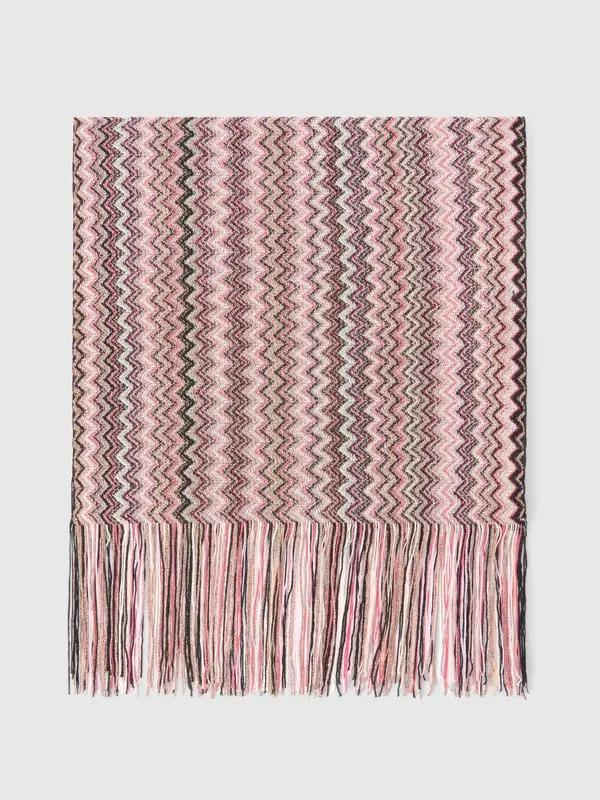 Missoni Viscose And Cotton Zigzag Scarf With Fringes - Multicoloured