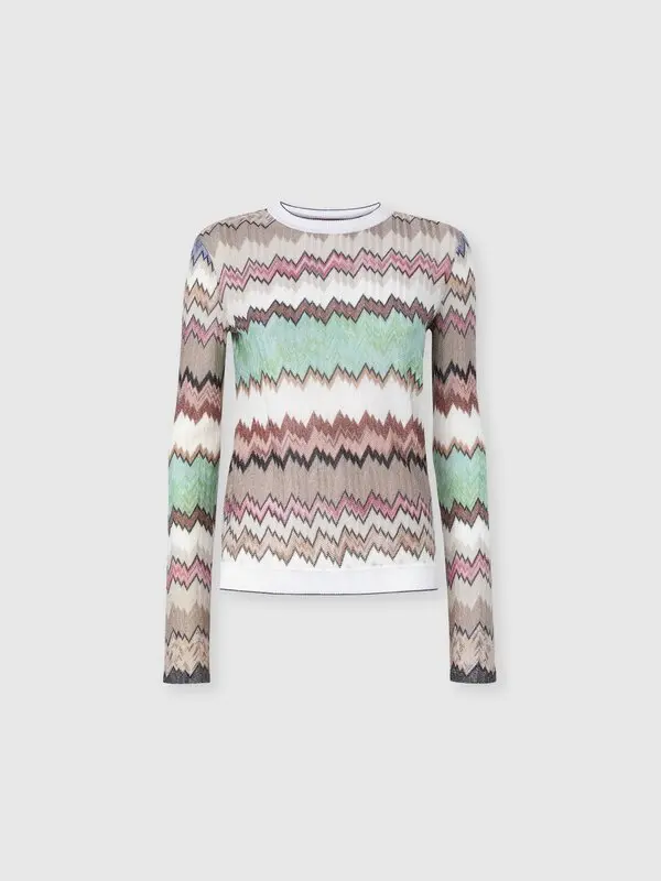 Missoni Viscose Lamé Crewneck Sweater With Contrast Trim - Multicoloured