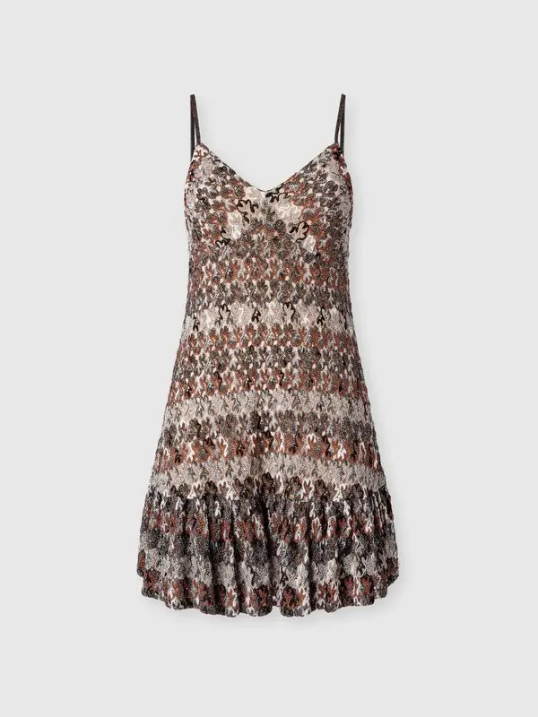 Missoni Mini Dress With Lace Ruffles - Beige