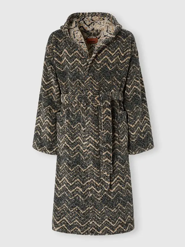 Missoni Azul Cotton Terry Chevron Bathrobe - Brown