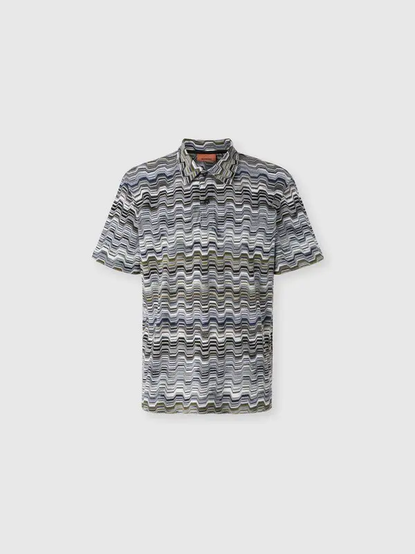 Missoni Cotton Polo Shirt With Raschel Knit And Greek Motif - Green