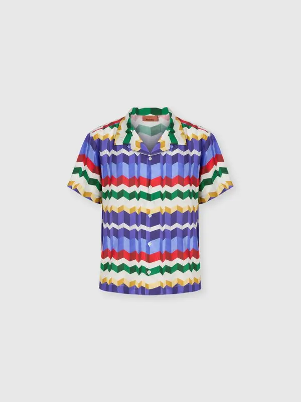 Missoni Bowling Shirt In Viscose With 3d Zigzag Print