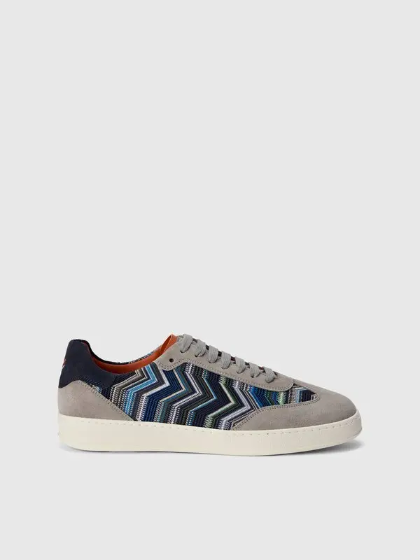 Missoni Zigzag Fabric Sneakers With Suede Inserts