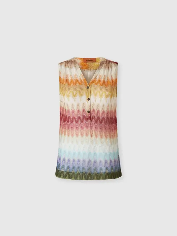 Missoni Sleeveless Viscose Lamé Blouse With Lace Motif