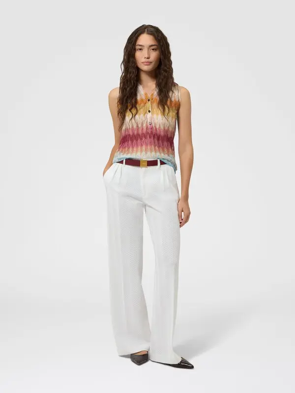 Missoni Sleeveless Viscose Lamé Blouse With Lace Motif