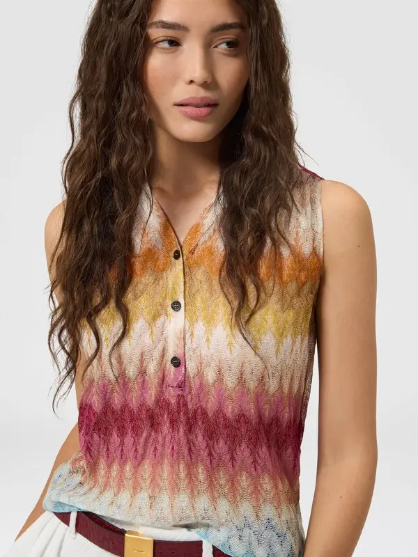 Missoni Sleeveless Viscose Lamé Blouse With Lace Motif