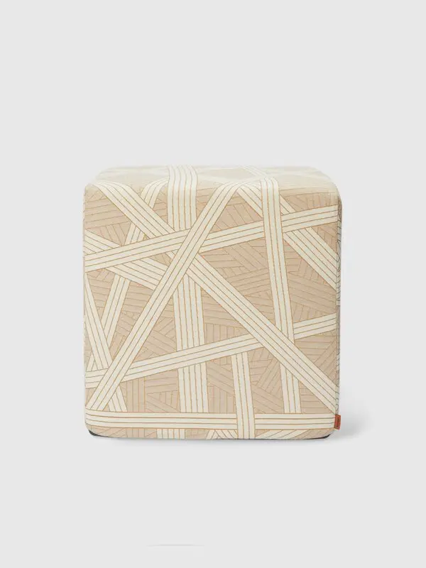 Missoni Nastri 40x40x40 Cm Footstool Cube With Contrasting Stitching - Beige
