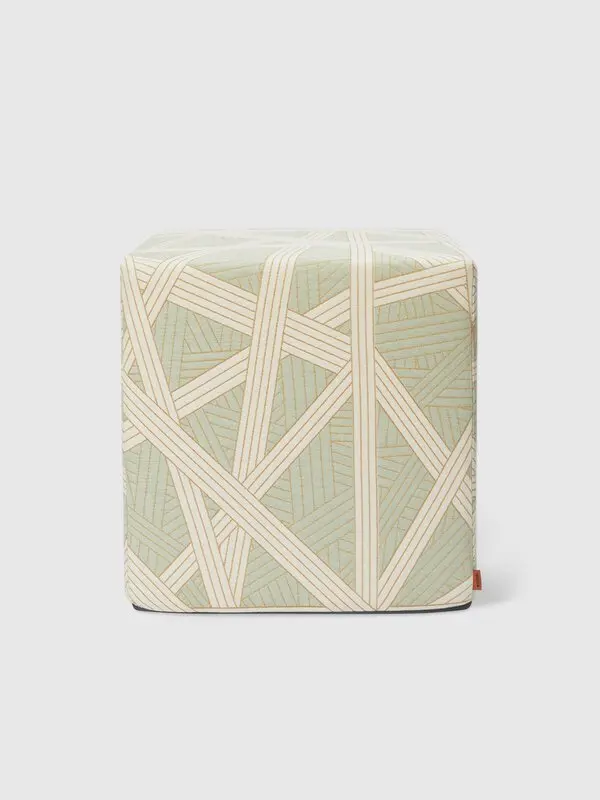 Missoni Nastri 40x40x40 Cm Footstool Cube With Contrasting Stitching - Green