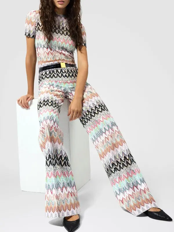 Missoni Wide Leg Trousers With Lace Motif - Multicoloured