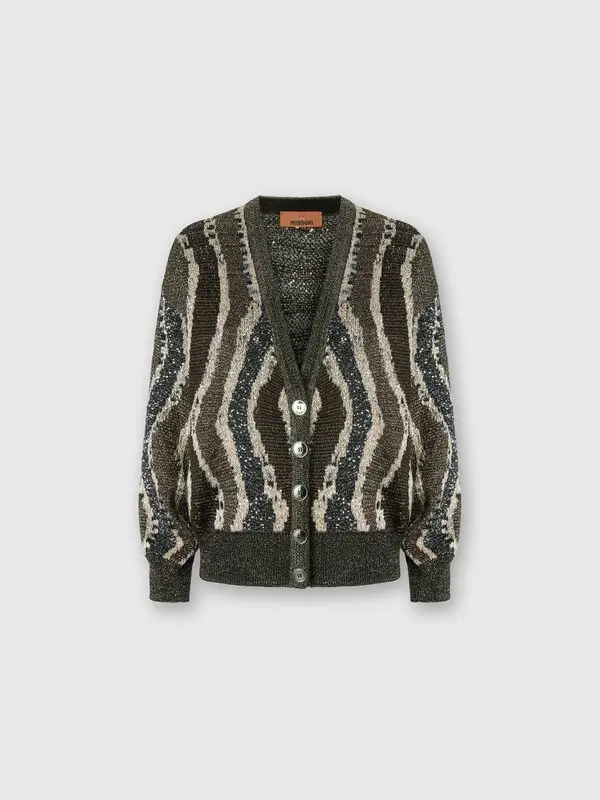 Missoni Boxy Cardigan With Buttons And Wave Pattern