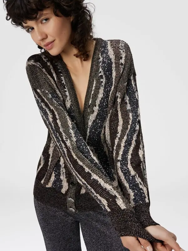 Missoni Boxy Cardigan With Buttons And Wave Pattern